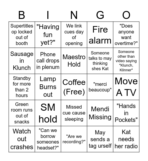 Video Bingo Card
