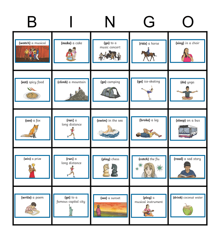 Have You Ever? Bingo Card