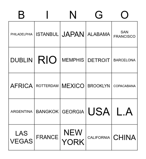 ERIC'S PLACES AROUND THE WORLD Bingo Card