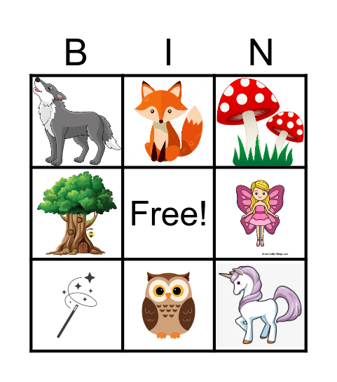 Enchanted Forest Bingo Card