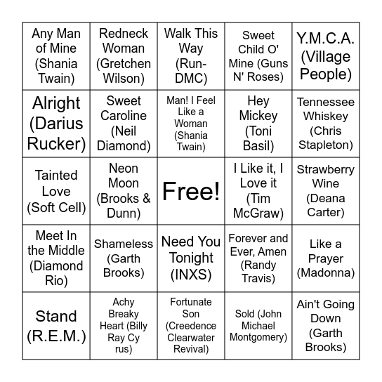 Boogie Bingo Card
