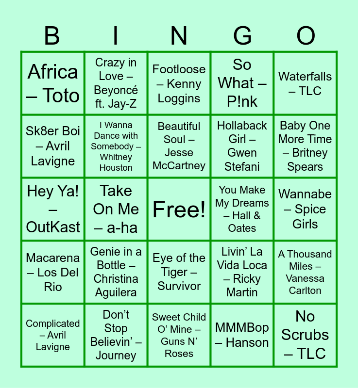 Classic Throwback Bingo Card