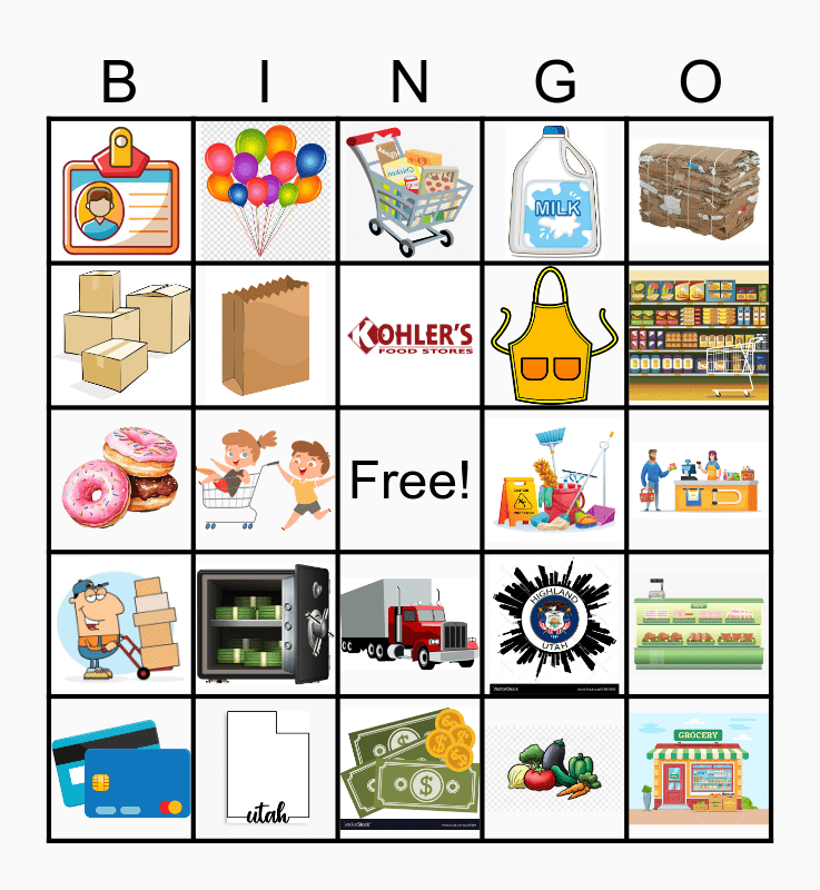 Grocery Store Bingo Card