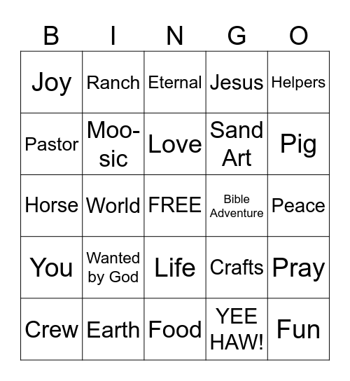 GOD’S GREATEST GIFT Bingo Card