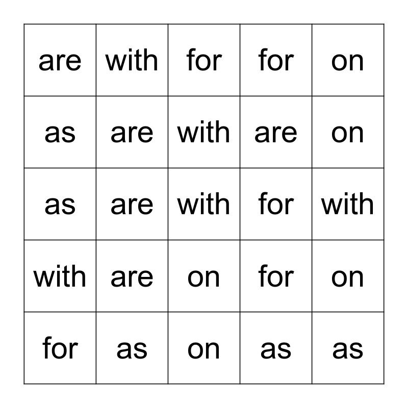 First 100 Pink Words Bingo Card