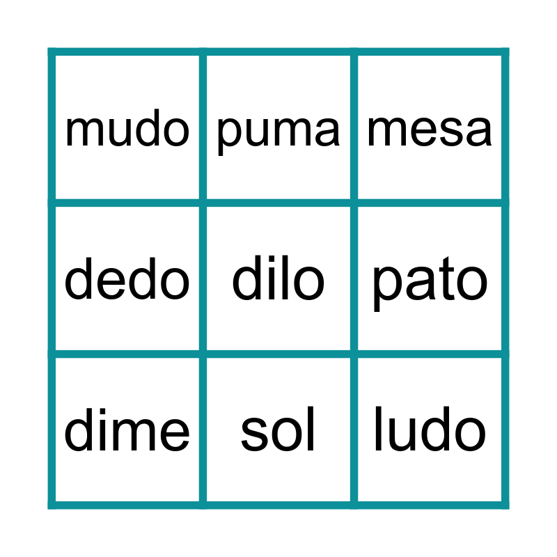 BINGO DE PALABRAS Bingo Card