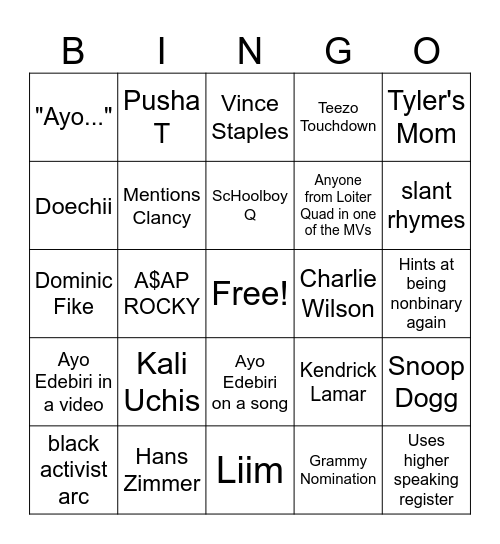 DON'T TAP THE GLASS Bingo Card