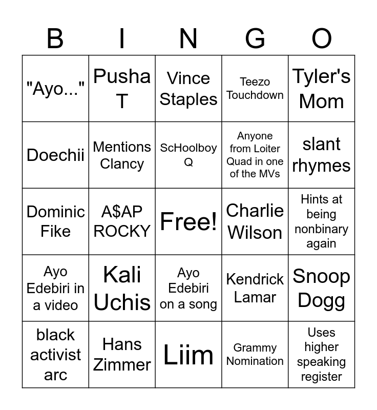 DON'T TAP THE GLASS Bingo Card