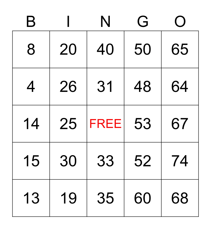BINGO BONANZA Bingo Card