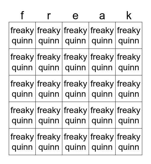 freak Bingo Card
