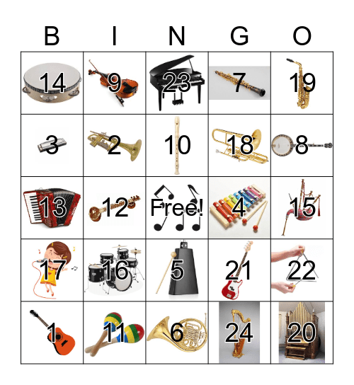 Music Bingo Card