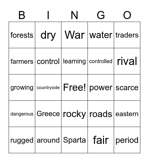 Ancient Greece Bingo Card