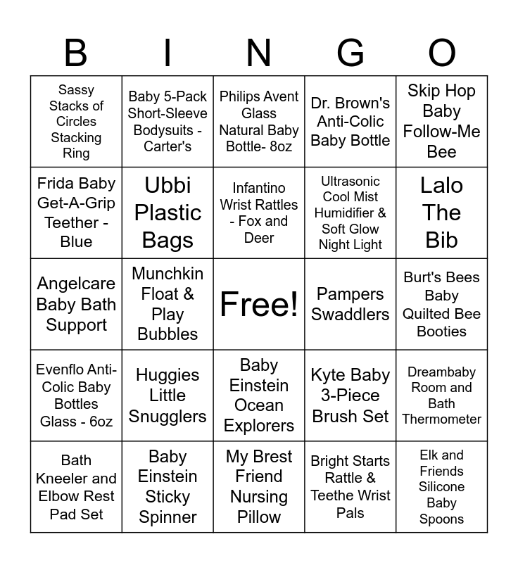 Little Rookie Bingo Card