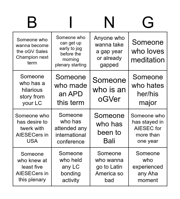 2025 SumCo Bingo Card