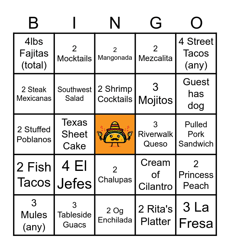 RITA'S BINGO Card