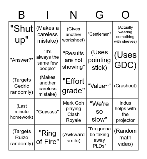 Ms Mavis Bingo Card