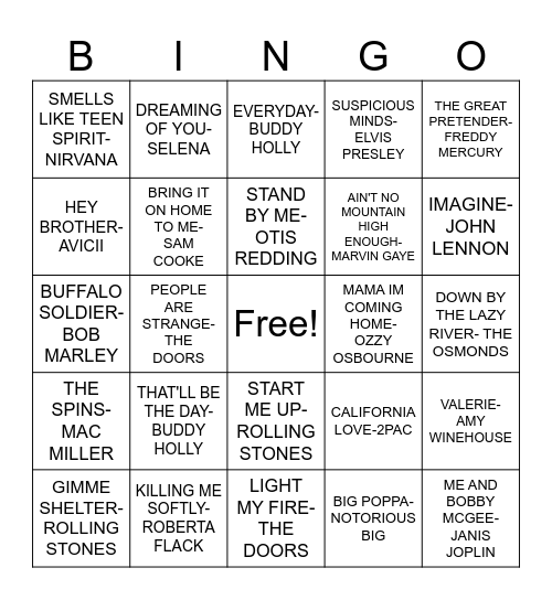 GONE BUT NOT FORGOTTEN Bingo Card