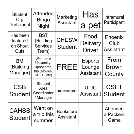 Icebreaker Bingo Card