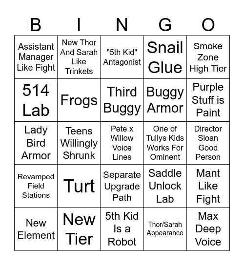 Grounded 2 Bingo Card