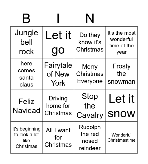Bad Santa Bingo Card