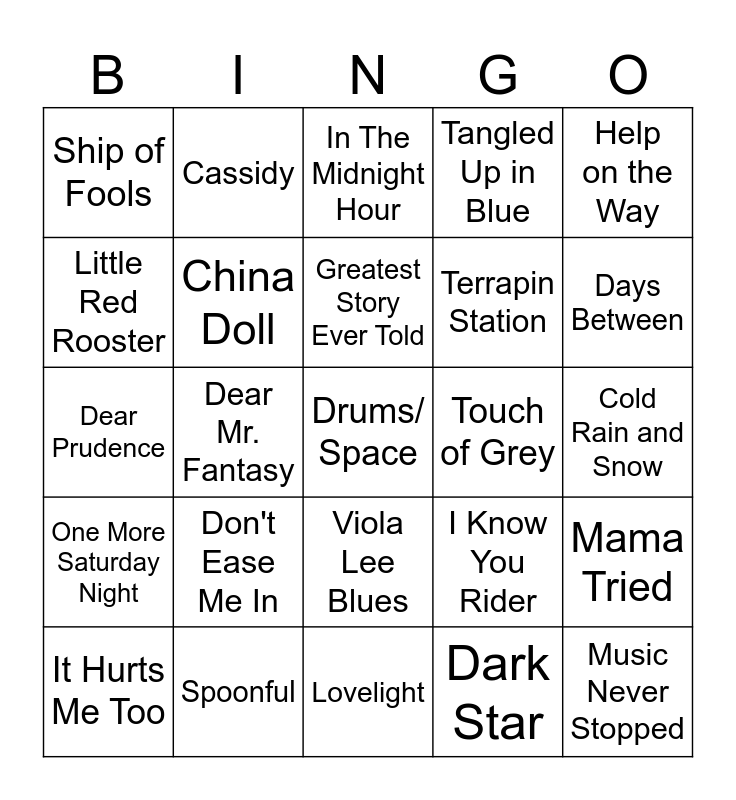 Dead 60 Hard Bingo Card