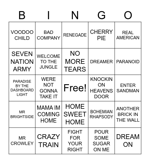 RIP OZZY Bingo Card