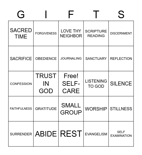 SPIRITUAL FORMATION Bingo Card