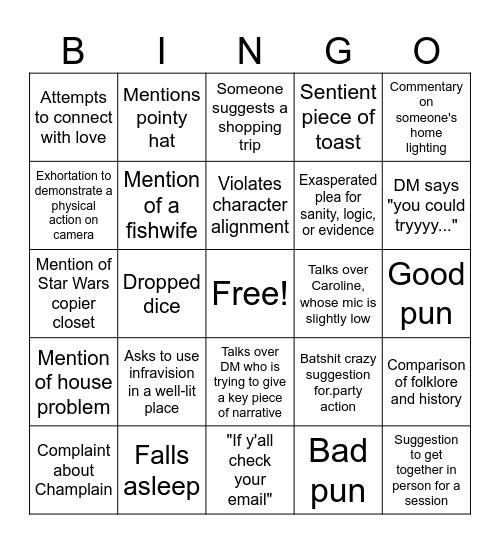 D&D Bingo Card