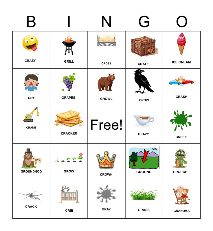 CR GR Bingo Card