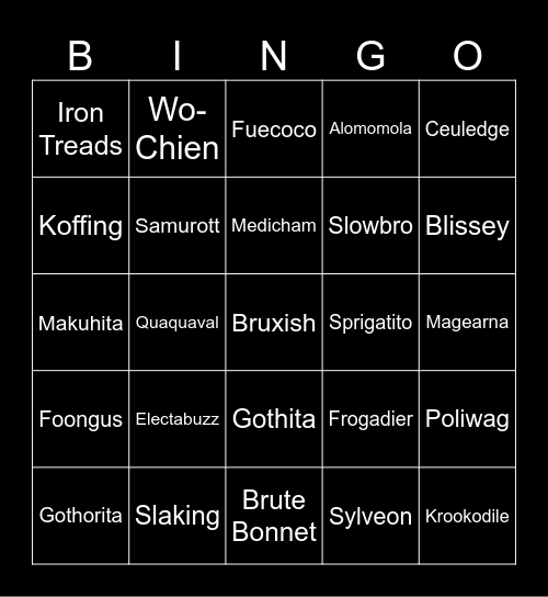 Pokemon Scarlet and Violet Bingo Card