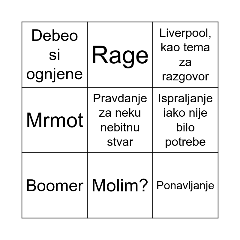 BRANKO BINGO Card