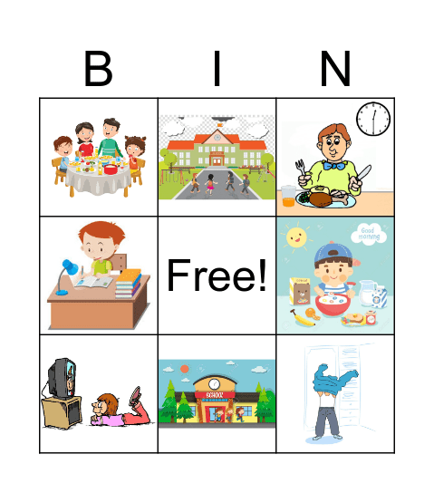 Daily routines Bingo Card