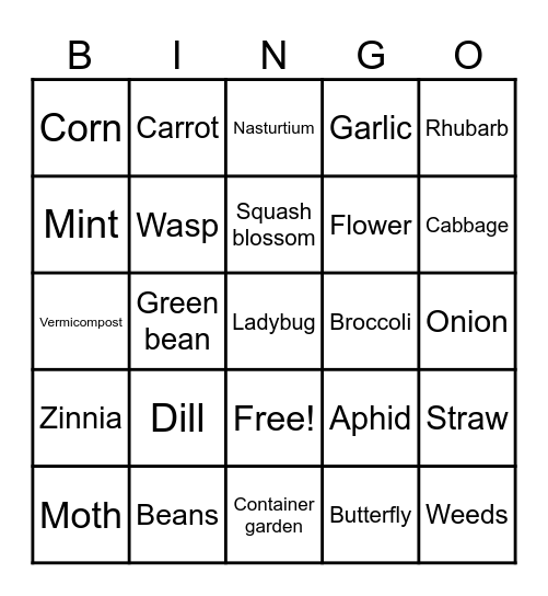 Edible Plant Bingo 3 Bingo Card