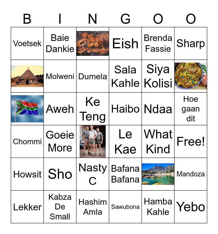 South Africa Bingo Card