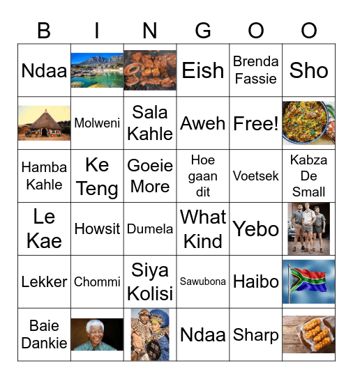 South Africa Bingo Card