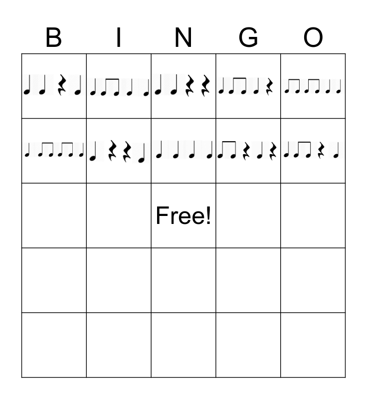 Melodic Bingo Card