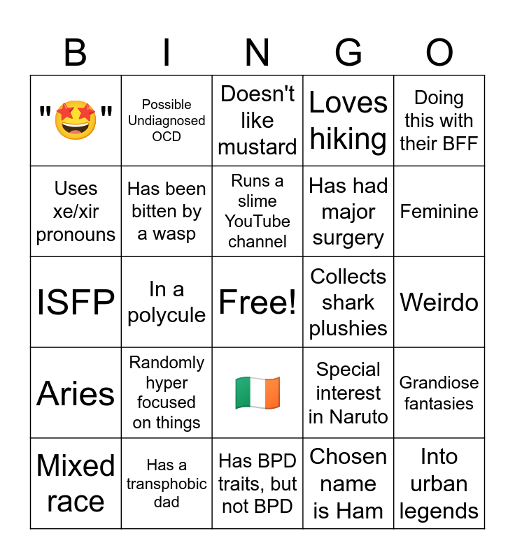 Ham's Bingo Card