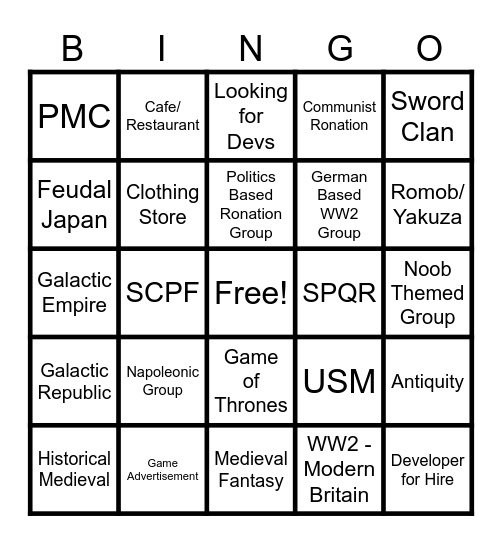 Plaza Connect Bingo Card