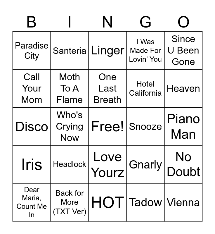 Student Music Bingo #2 Bingo Card