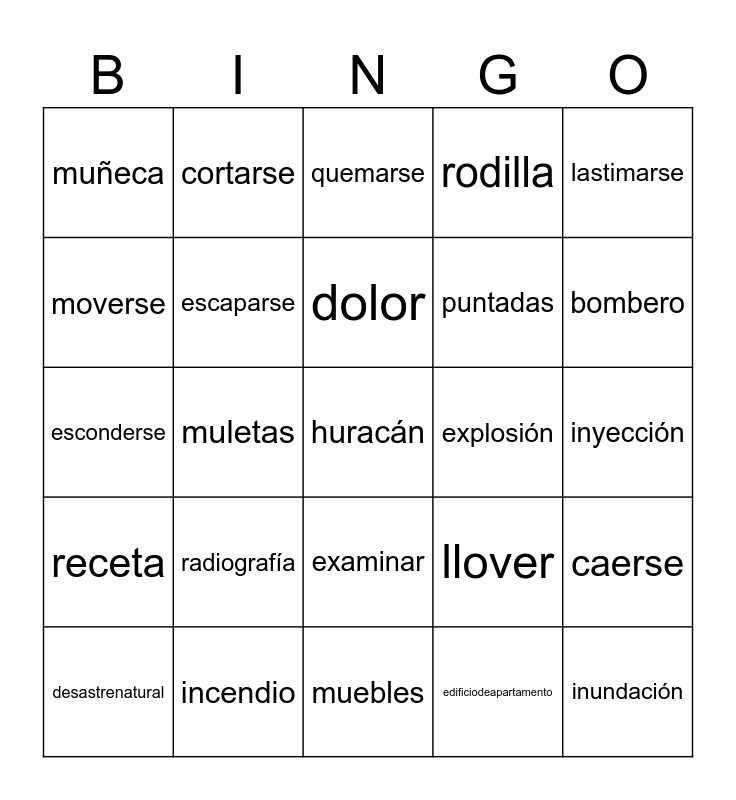 Autentico 2 capitulo 5 Bingo Card
