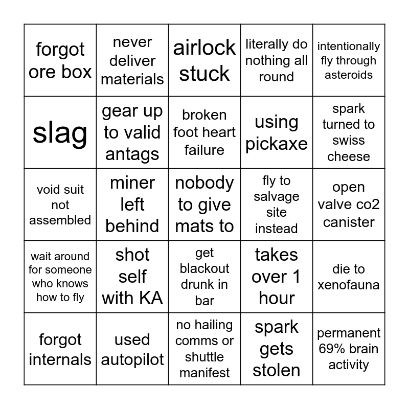 aurora mining bingo Card