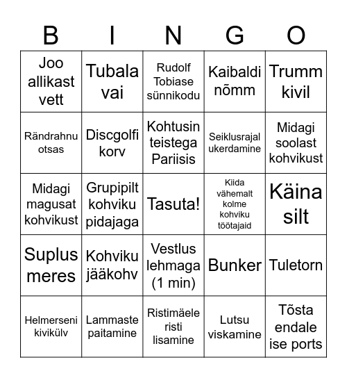 Kodukohvikute bingo Card