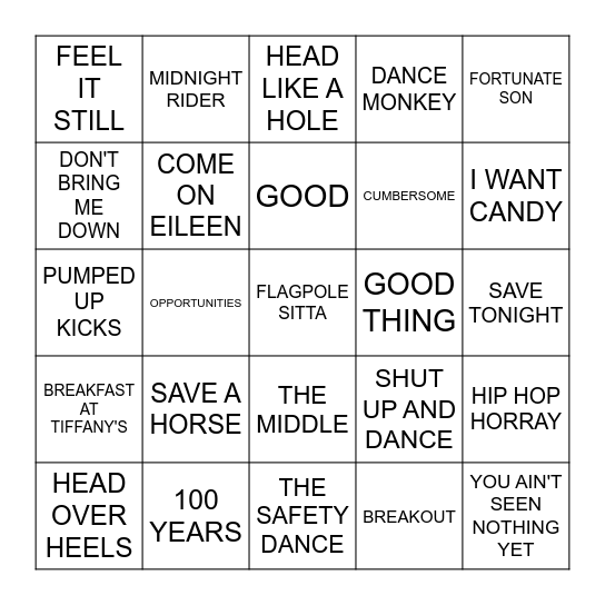3 WORD BANDS Bingo Card