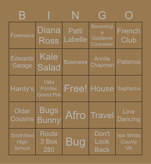 Bug's Bingo Card