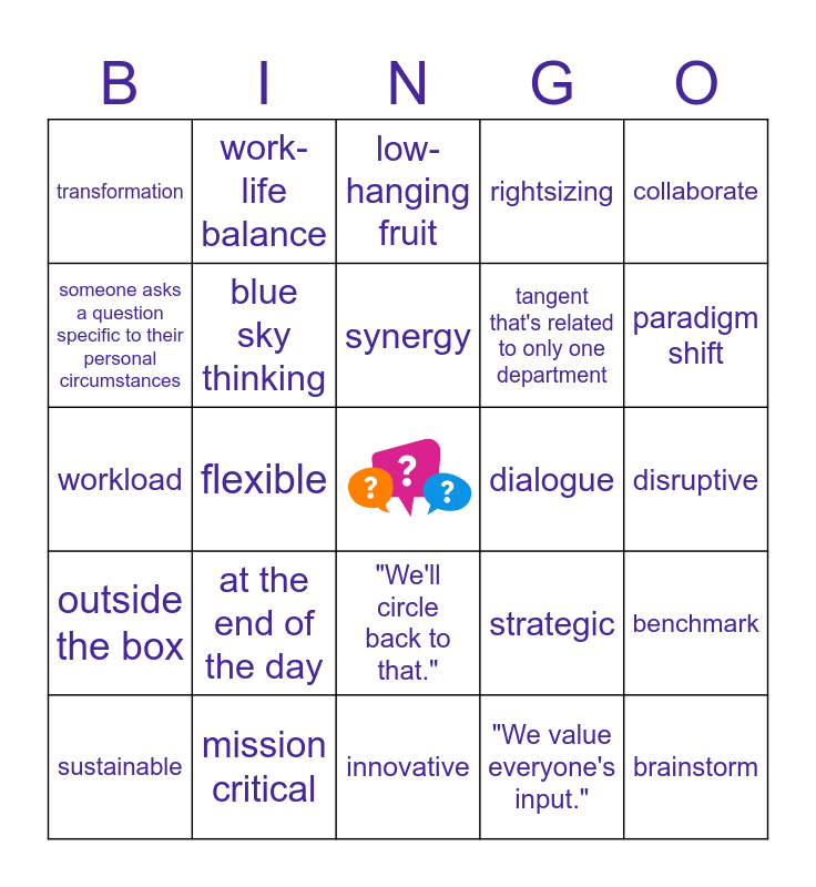 Town Hall Bingo Card