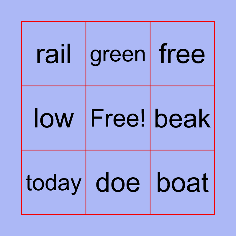 Vowel Teams Zingo Bingo Card