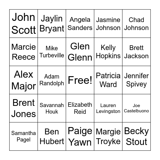 TBI Crime Lab Bingo Card