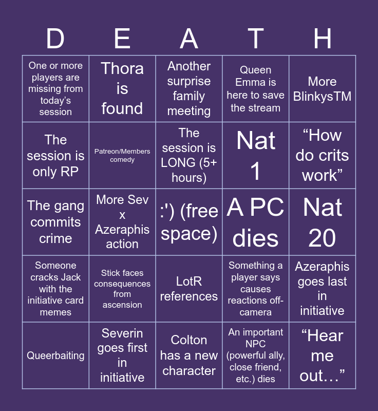 Eberron: City of Towers - Episode 44 Bingo Card