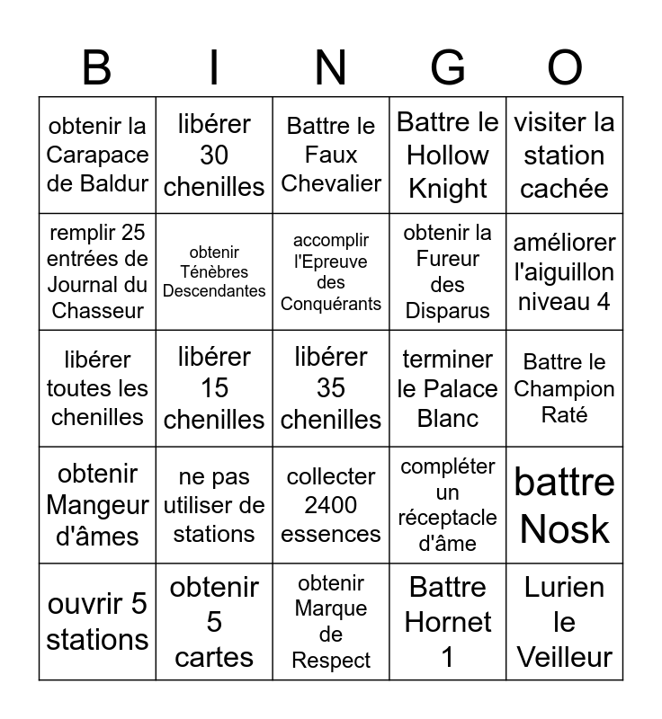 Bing-Hollow Knight Bingo Card