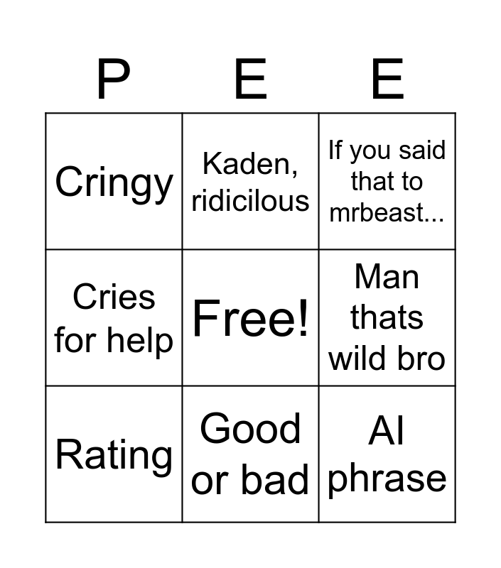 Reactbot Bingo! Bingo Card
